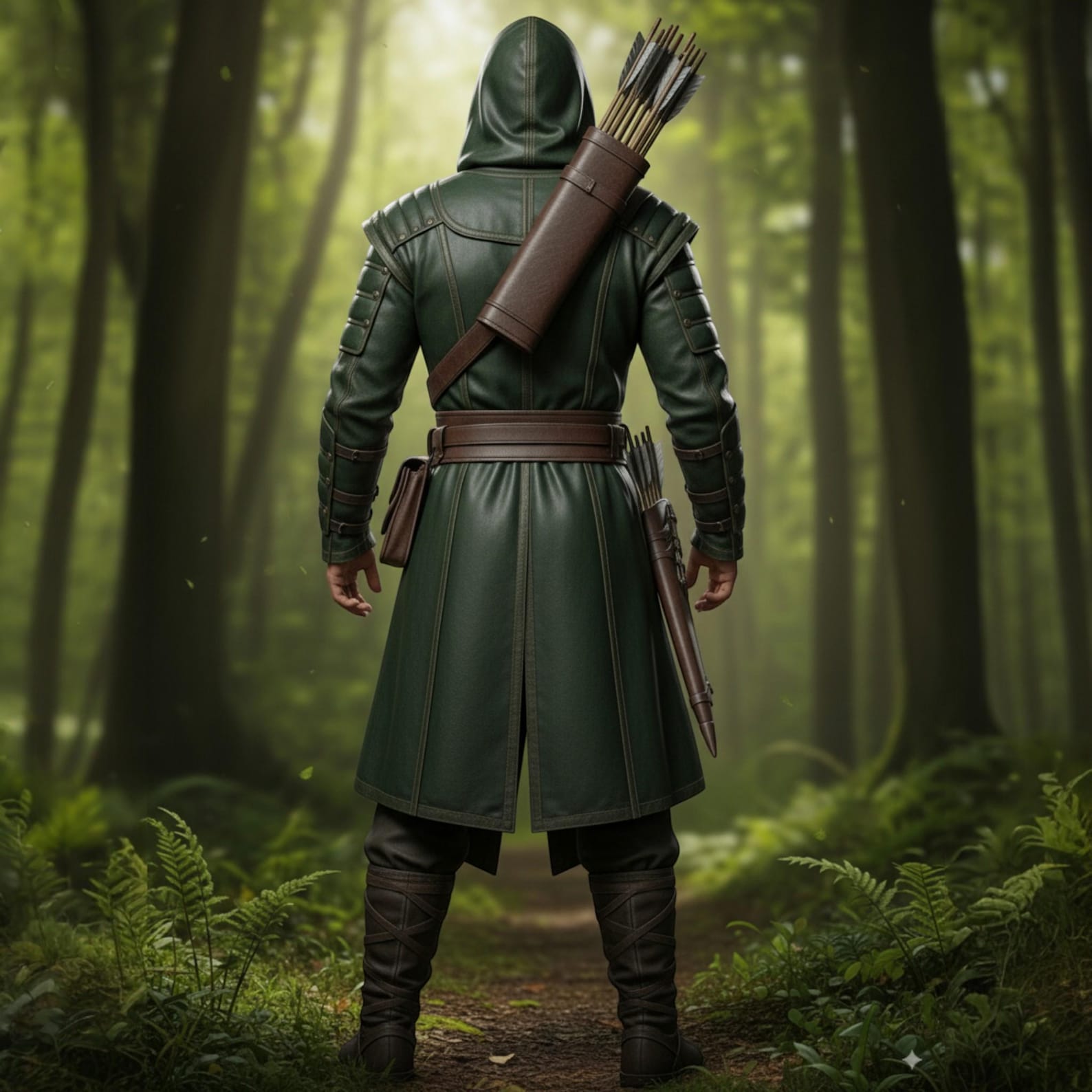 Green Hooded Leather Ranger Coat: Medieval Archer Assassin Costume - Etsy