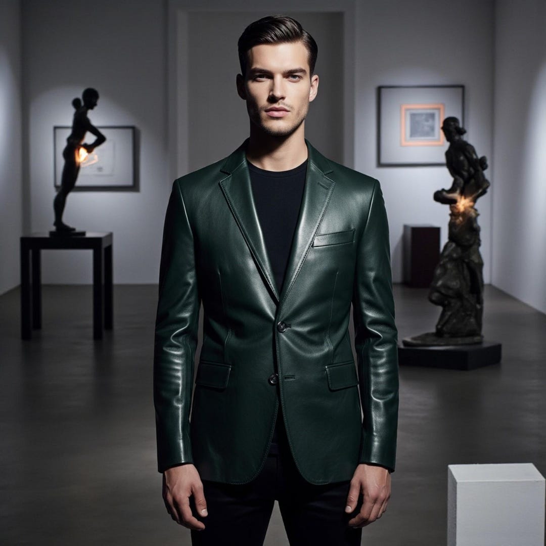 Handmade Genuine Leather Blazer for Men | Classic Tailored Formal ...