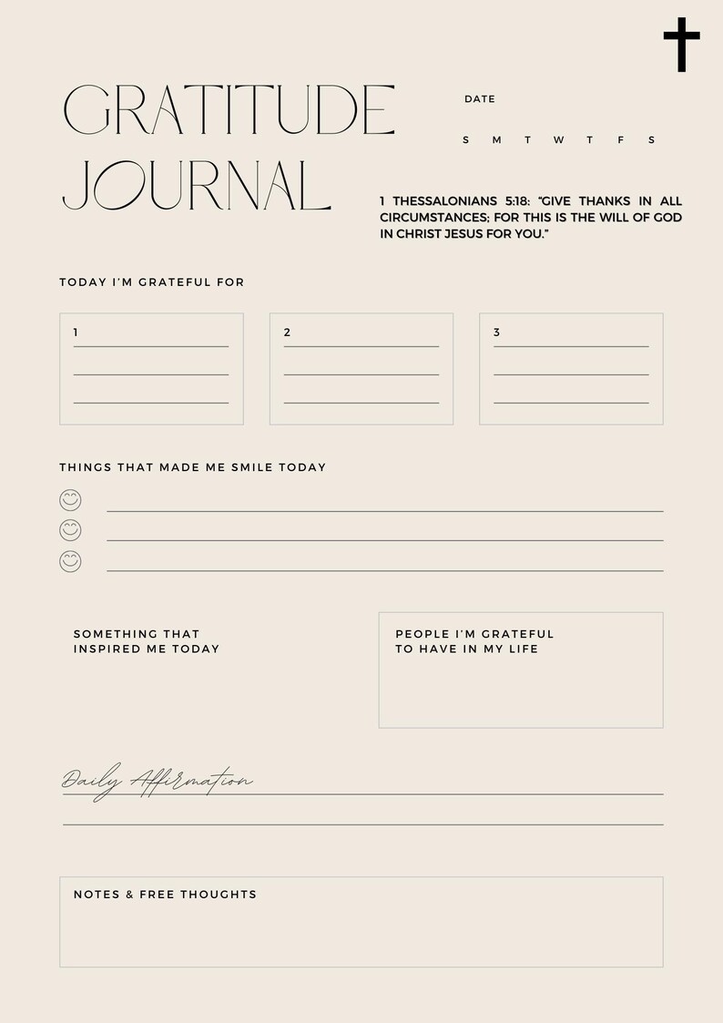 7 Days of Daily Gratitude Journal Digital PDF Journal Scriptures for ...