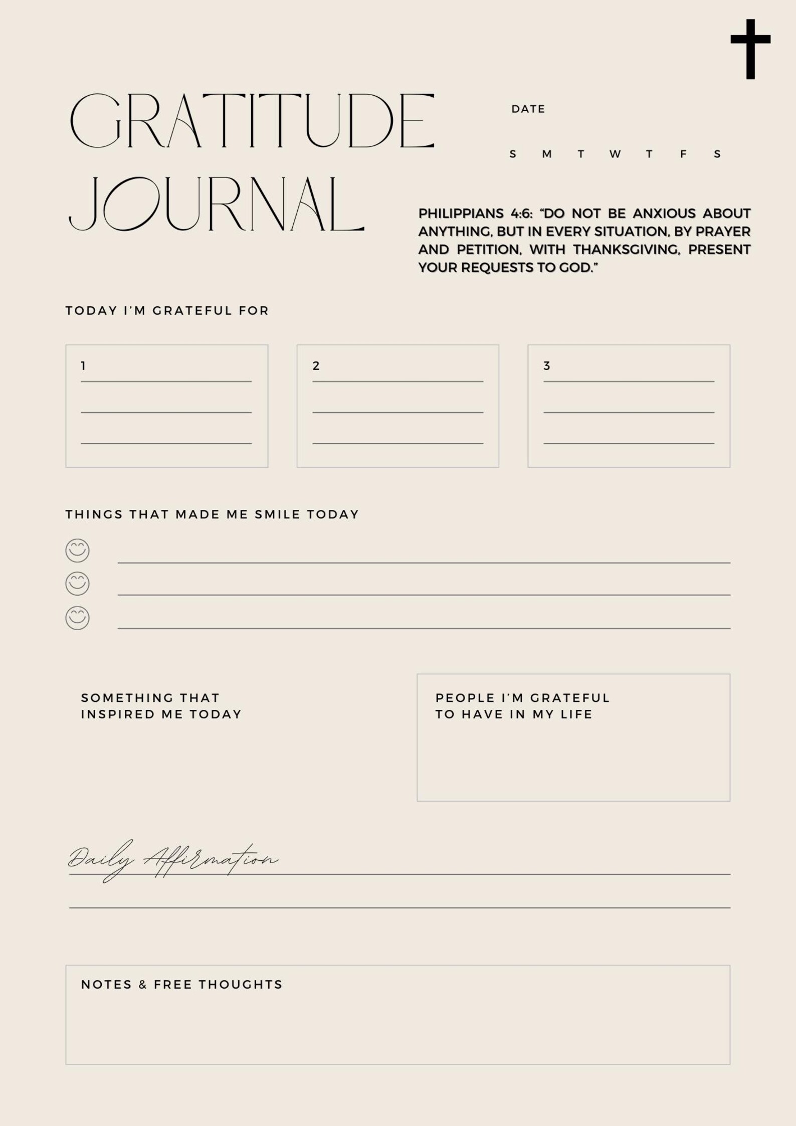 7 Days of Daily Gratitude Journal Digital PDF Journal Scriptures for ...