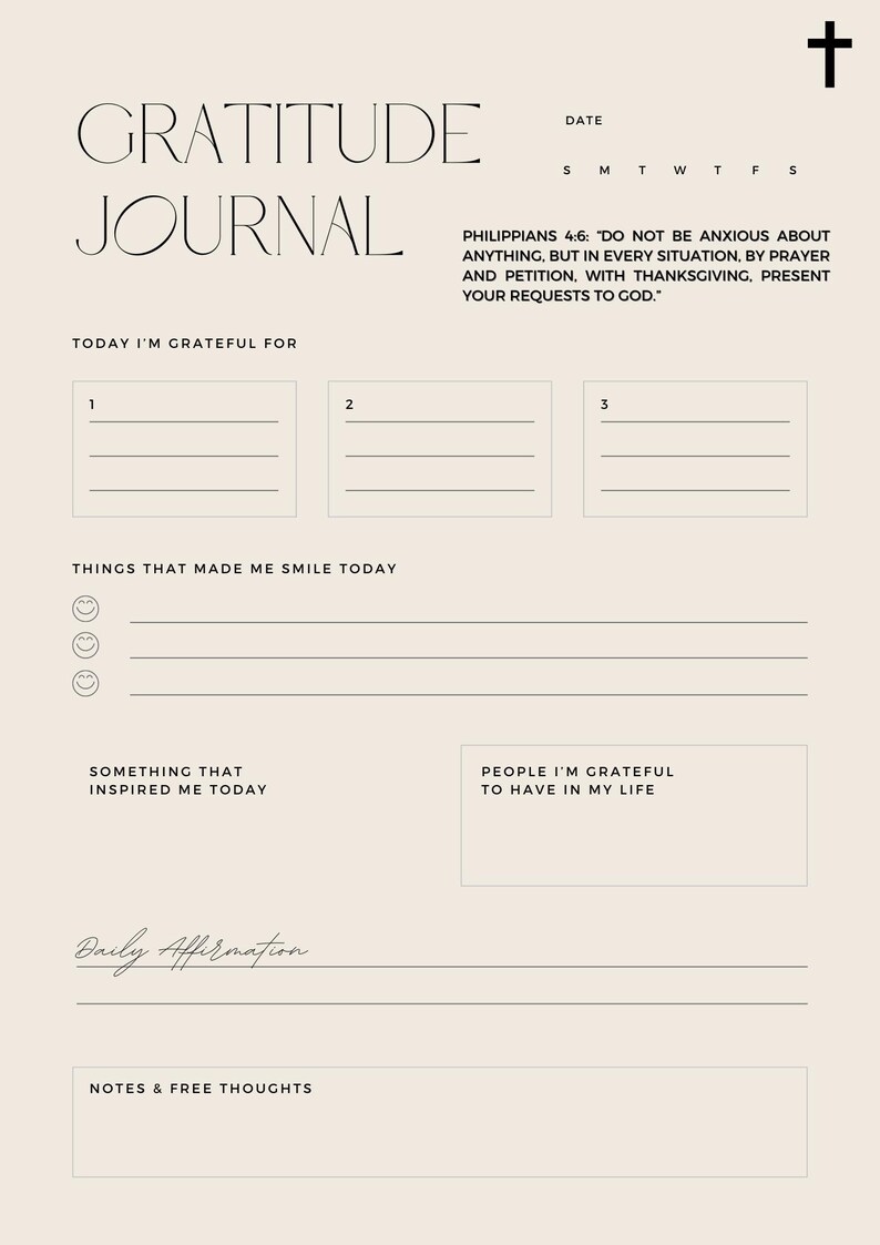 7 Days of Daily Gratitude Journal Digital PDF Journal Scriptures for ...