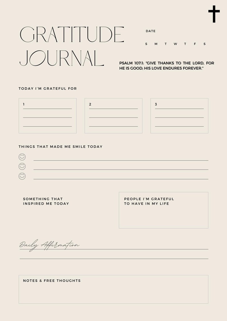 7 Days of Daily Gratitude Journal Digital PDF Journal Scriptures for ...