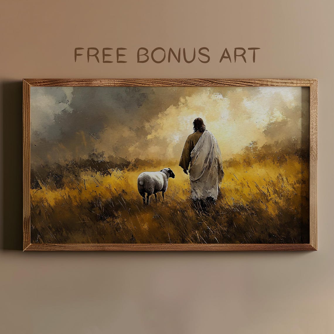 Modern Jesus Frame TV Art Christian Good Shepherd Artwork, Lost Sheep ...