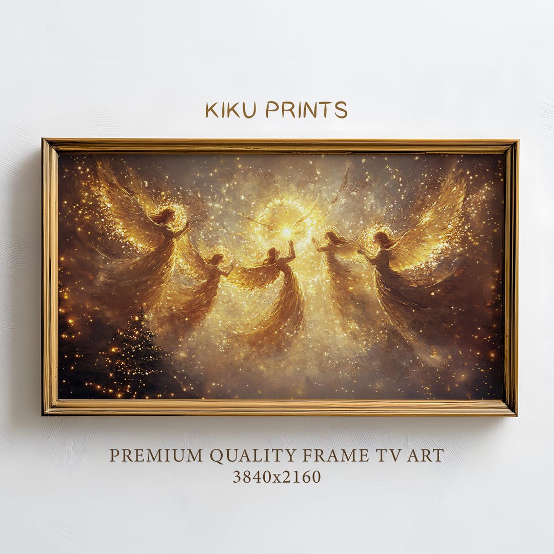 Christian Frame TV Art Heavenly Choir With Christmas Lights, Religious ...