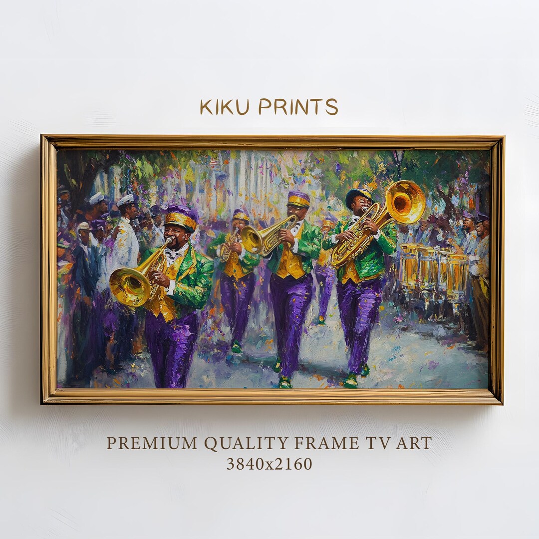Vintage Mardi Gras Frame TV Art New Orleans Masquerade, Jazz Band ...