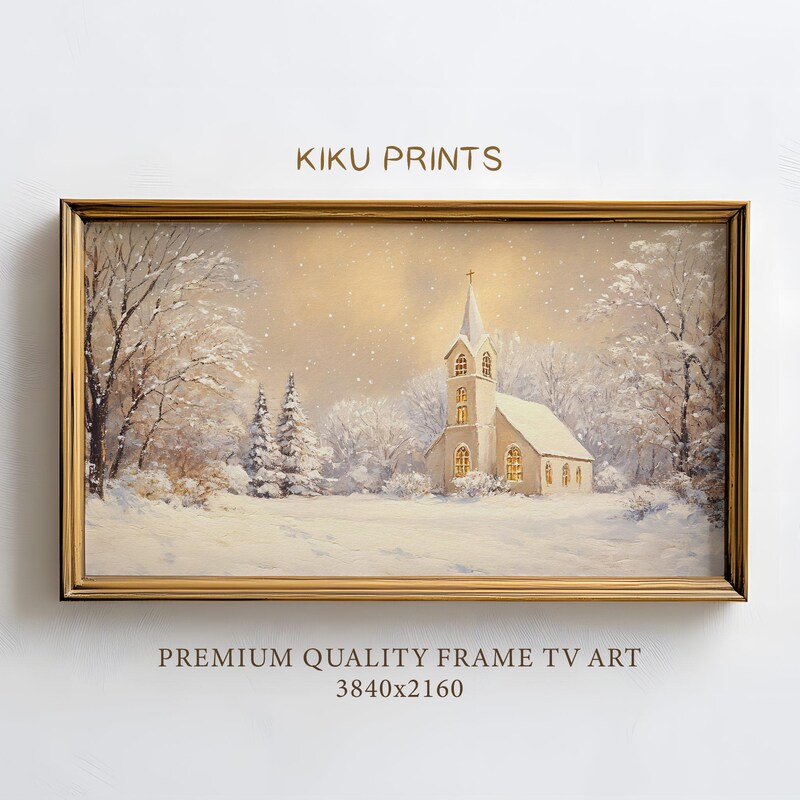 Snowy Church Frame Tv - Etsy
