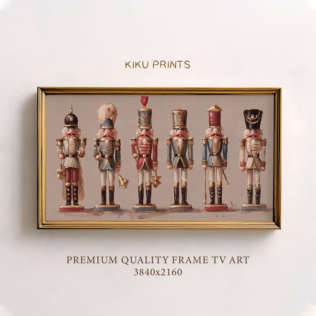Neutral Nutcracker Frame TV Winter Art Vintage Christmas Painting ...
