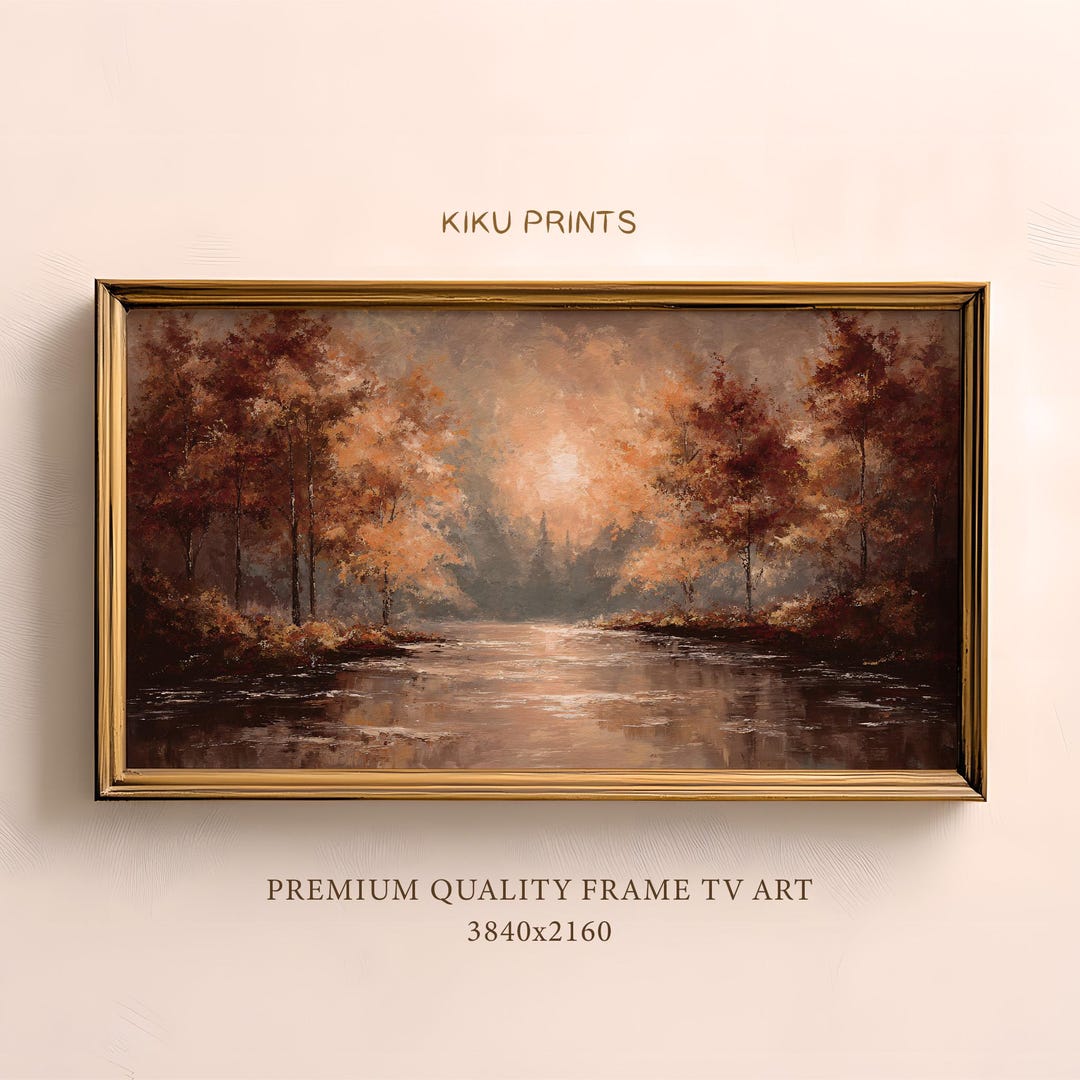 Autumn Sunset Glow Frame TV Art, Fall Oil Painting Digital Landscape ...