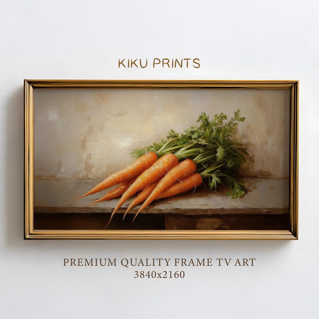 Vintage Frame TV Art Carrot for Easter Bunny, Spring Carrot Frame TV ...