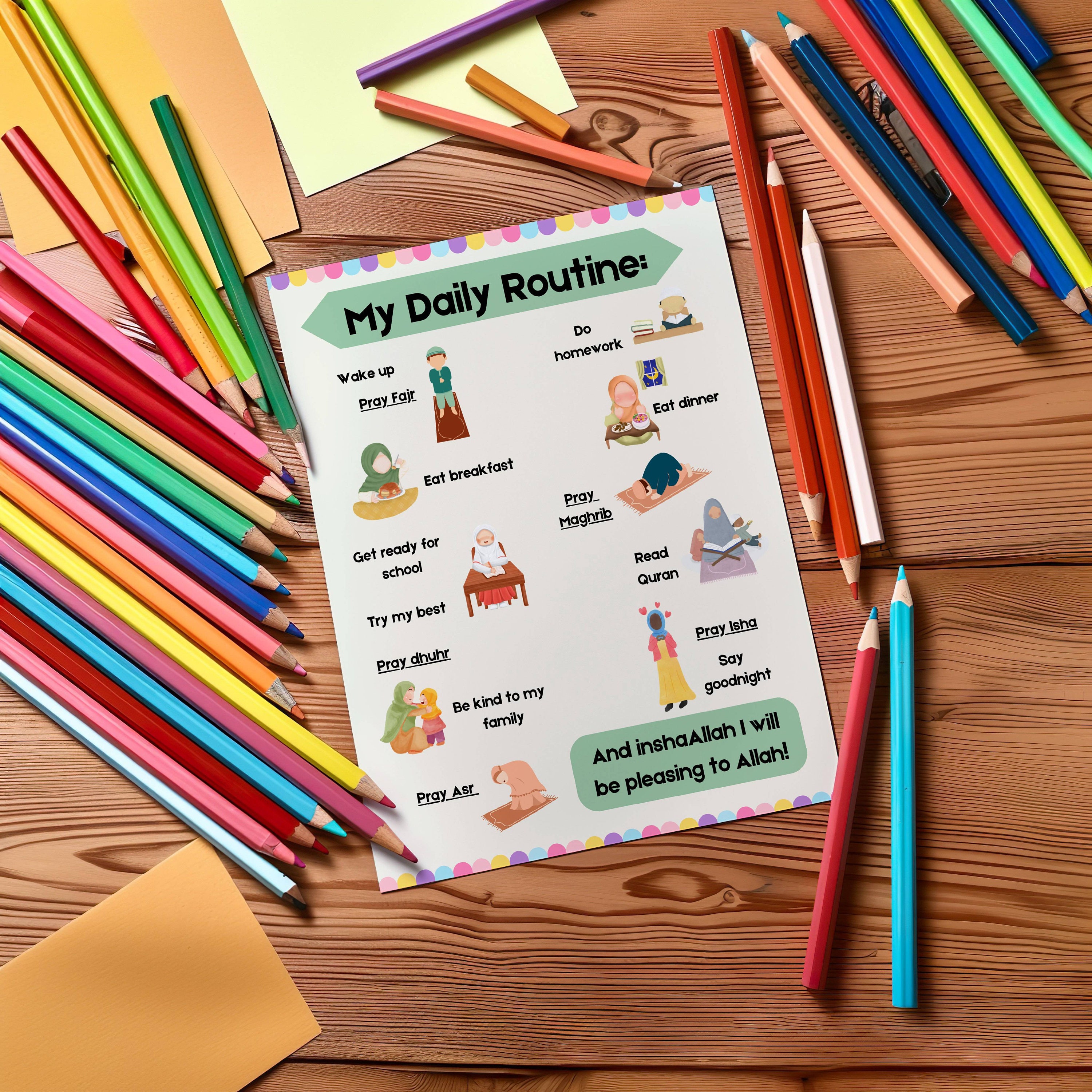 Islamic Wall Art for Kids' Daily Routine Salah - Etsy
