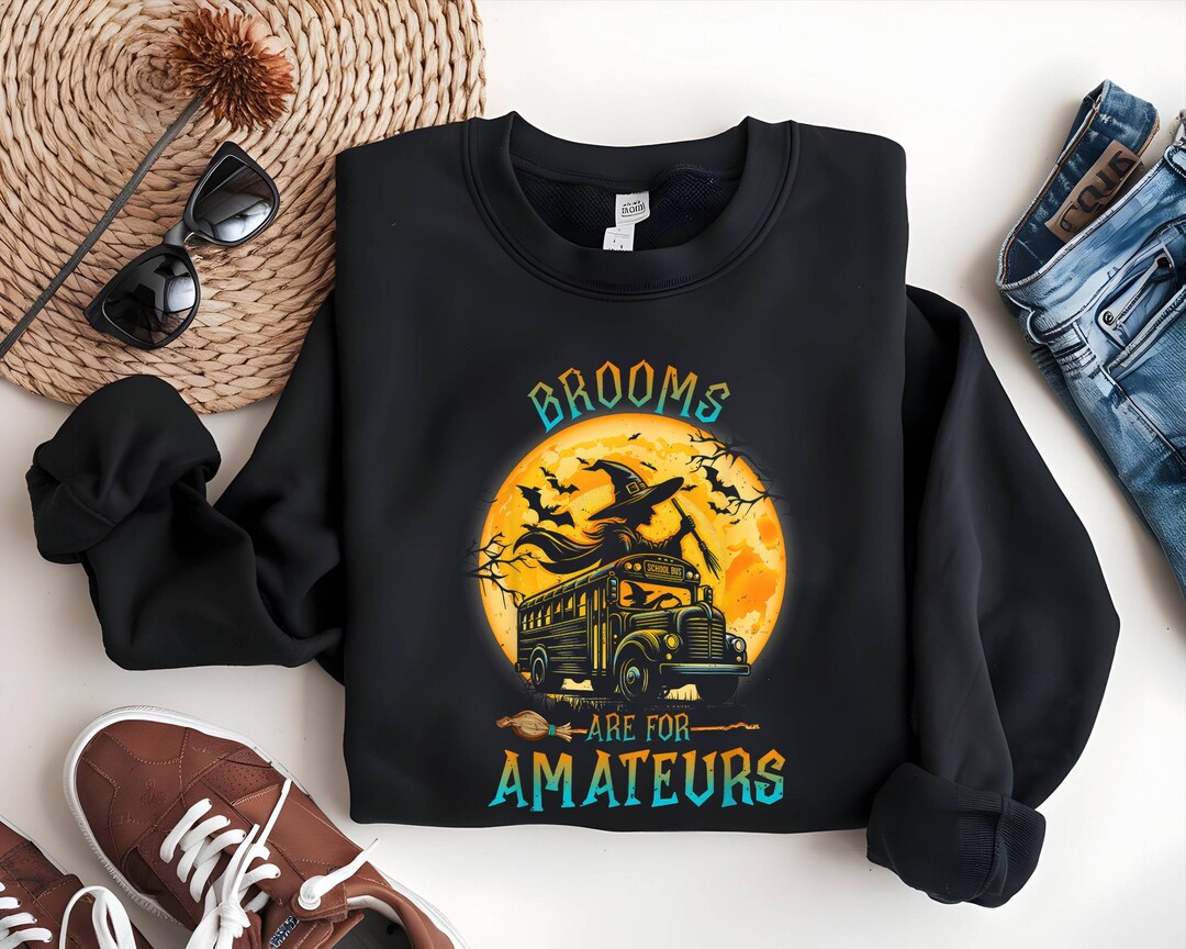 Brooms Are for Amateurs Witch School Bus Shirt, Funny Halloween Shirt ...