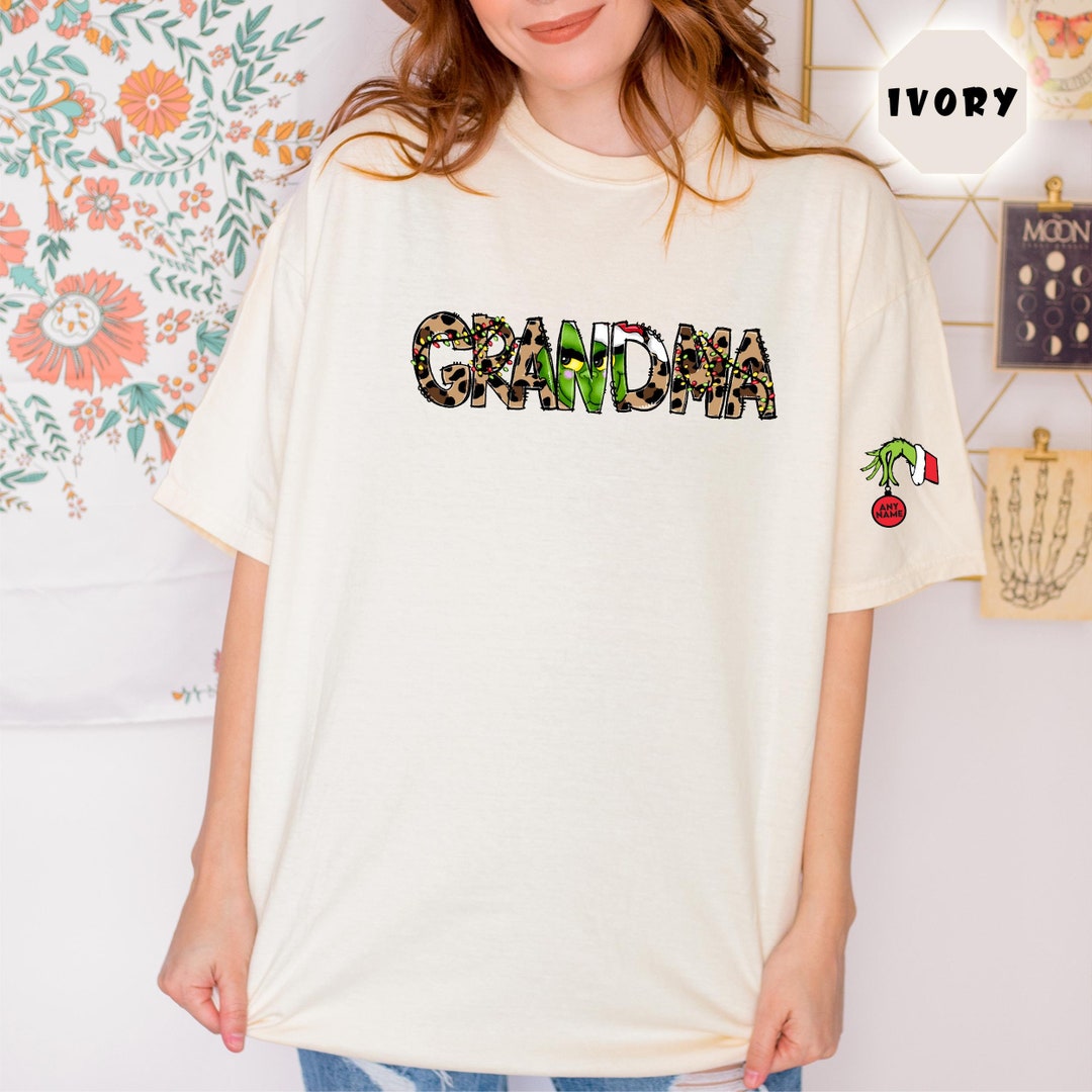 Custom Christmas Grinch Grandma Shirt, Personalized Grinch Christmas ...