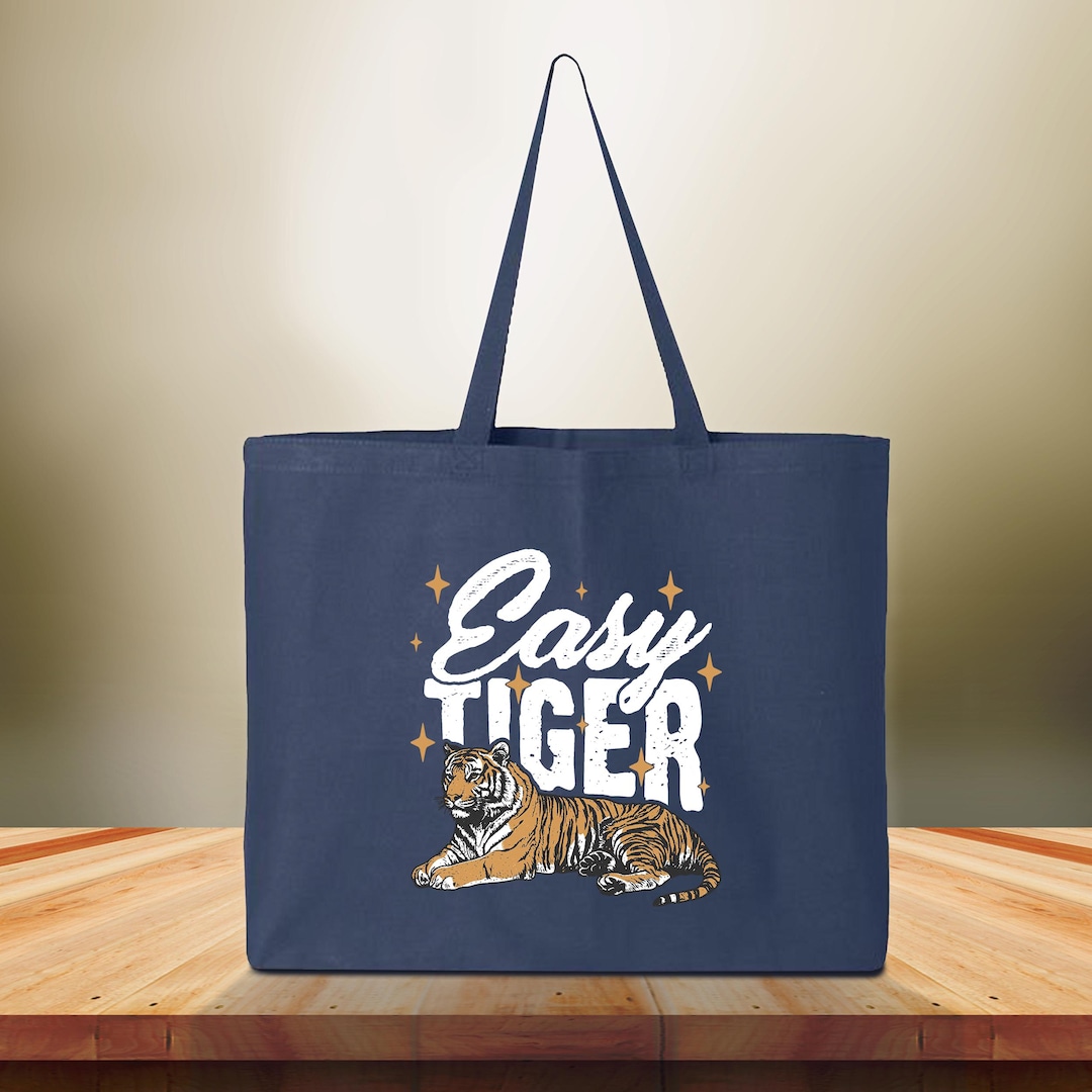 Easy Tiger Tote Bag, Retro Tiger Bag, Funny Wild Life Bag, Tiger Bag ...