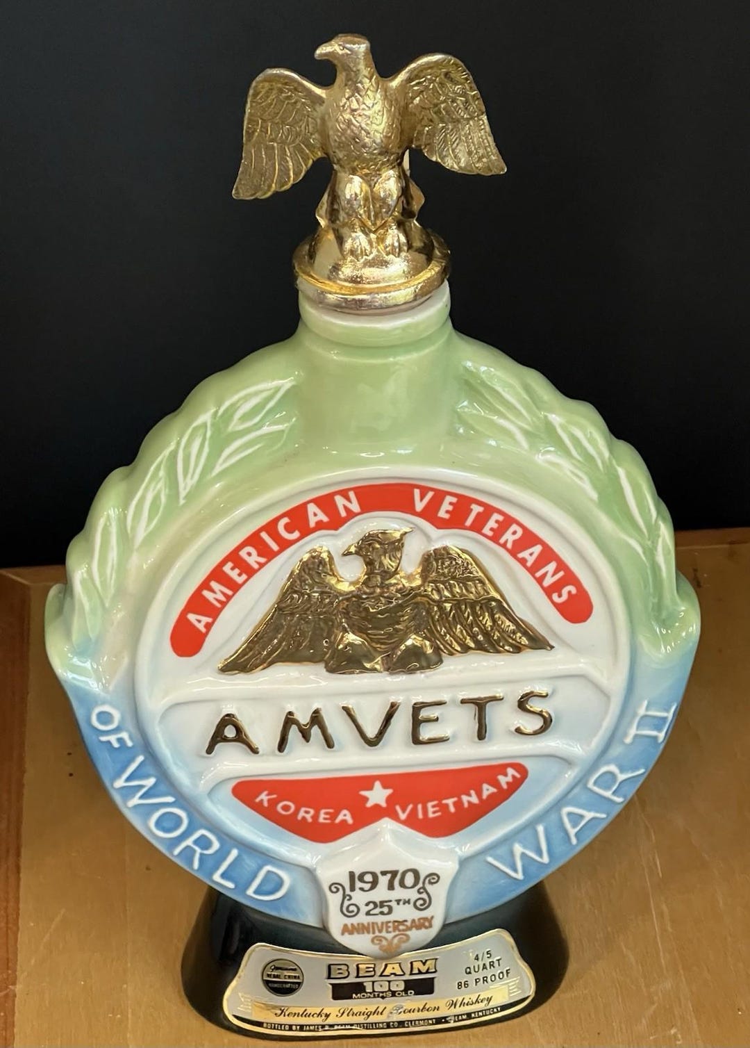 American Veterans 1970 25th Anniversary Beam Whiskey Decanter Empty ...