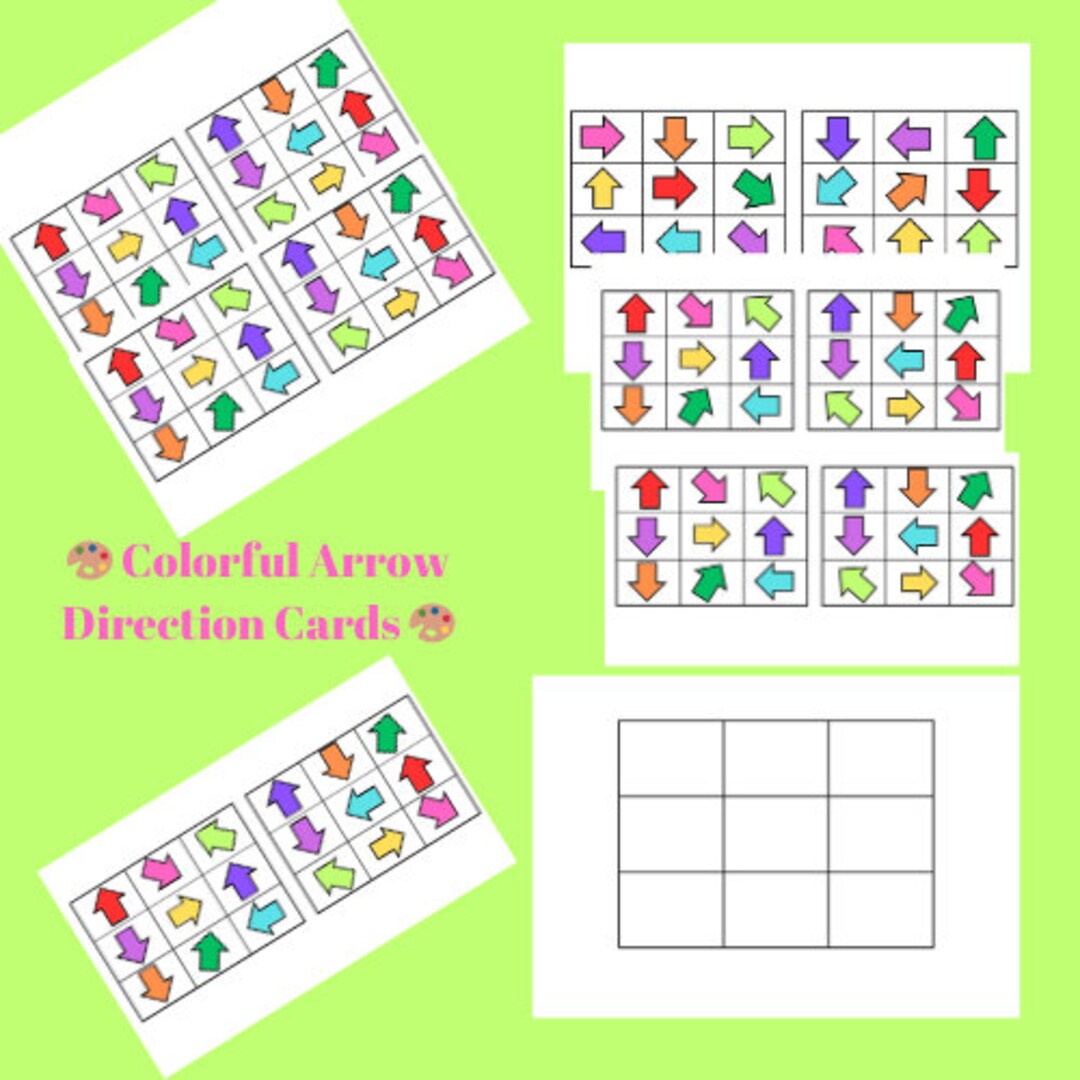 Fun and Educational Directional Arrow Cards for Kids 12 Piece Digital ...
