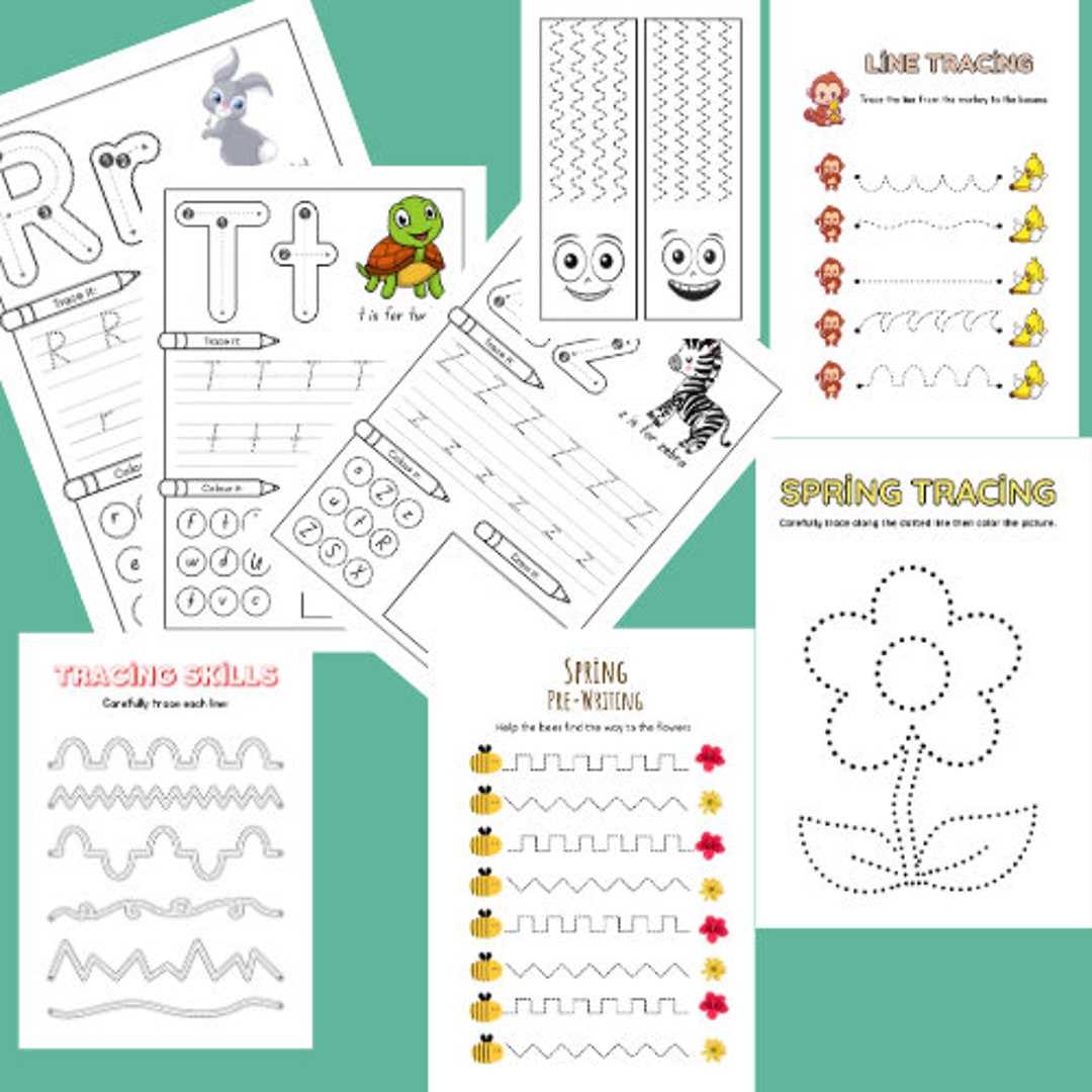 54 Fun Tracing Worksheets for Preschool and Kindergarten, Complete ...