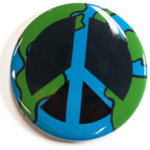 World Peace Pin Back Button Magnet or Mirror Earth Peace | Etsy
