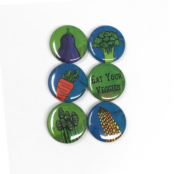 Eat Your Veggies Magnet or Pin Back Button Set Vegetables | Etsy