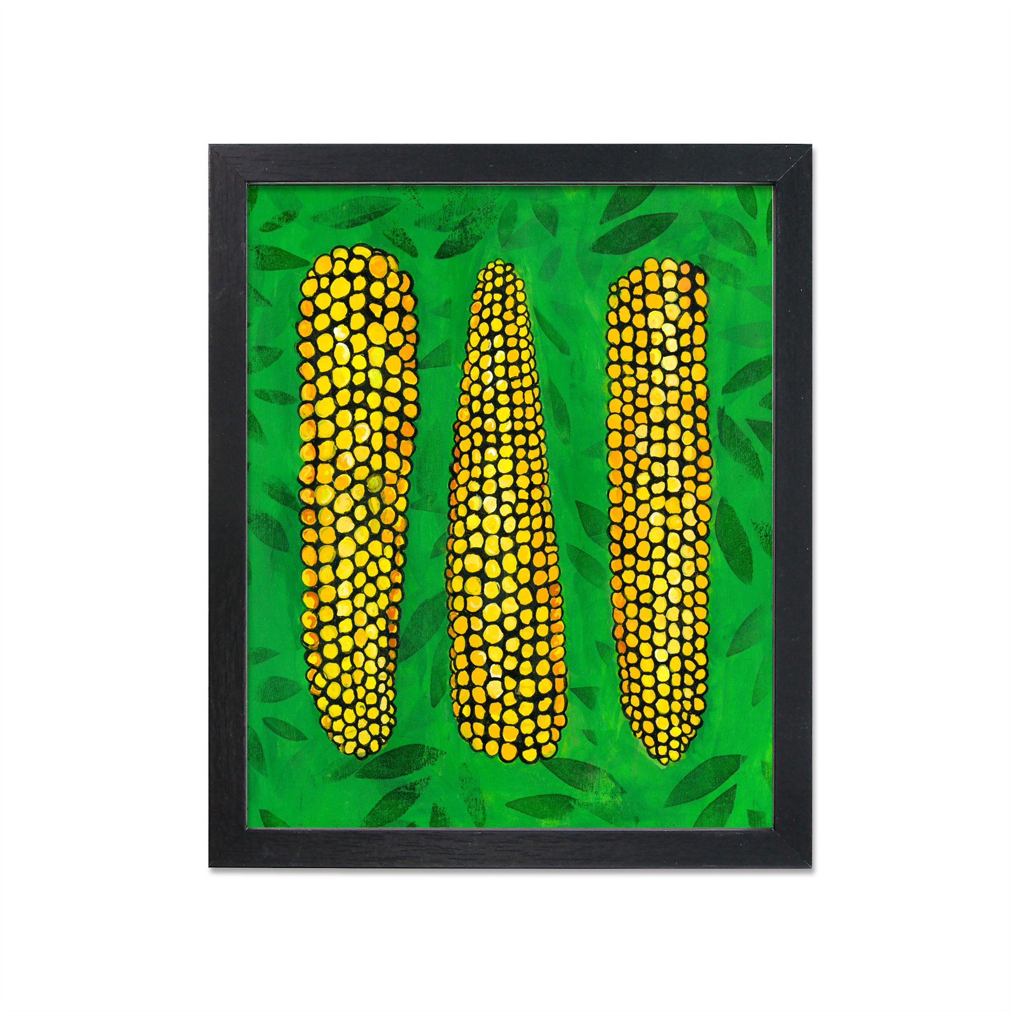 Corn Print Corn on the Cob Wall Art Green and Yellow | Etsy