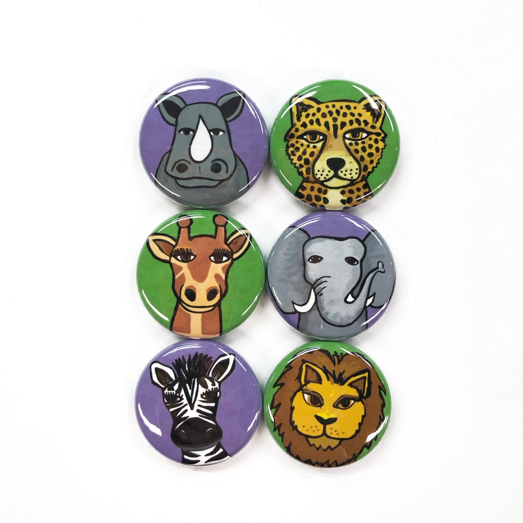 African Animal Magnet or Pin Set Safari Elephant Zebra - Etsy