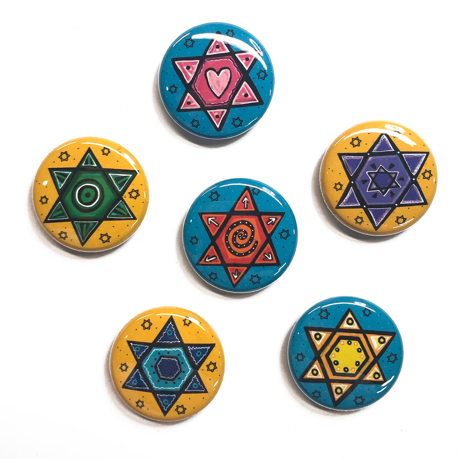 Star of David Magnet Set or Pin Back Button Set - Jewish Gift for ...