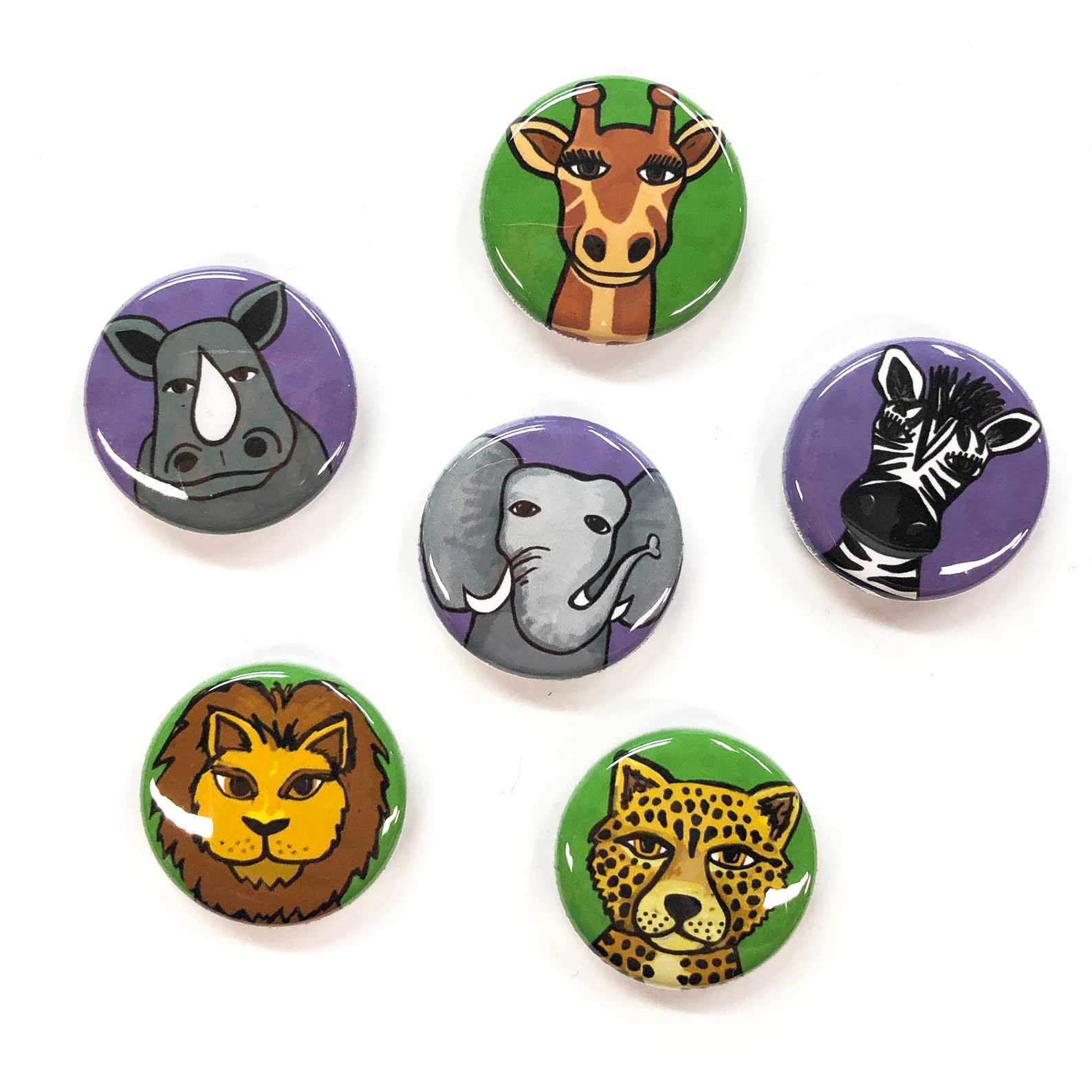 African Animal Magnet or Pin Set Safari Elephant Zebra - Etsy