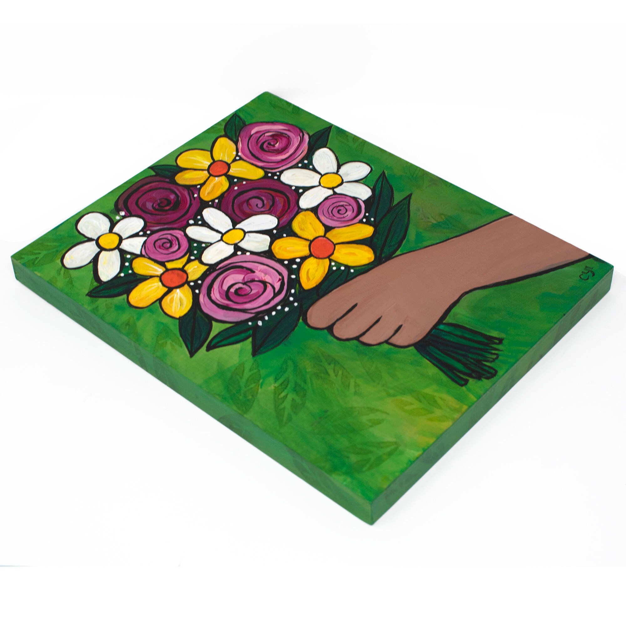 Flower Bouquet Painting - Hand Holding Freshly Picked Flowers - 8x10 ...