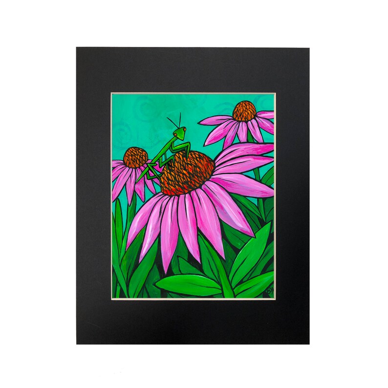 Praying Mantis Art Print Whimsical Preying Mantis on - Etsy