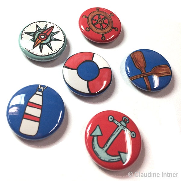 Nautical Magnet or Pin Set Anchor Sailboat Sailing - Etsy