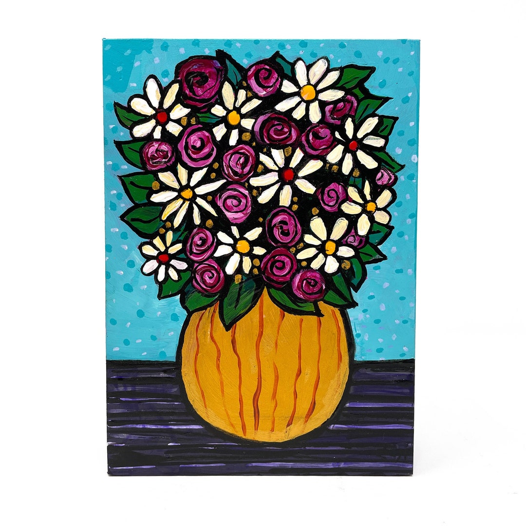 Flower Still Life - Original Acrylic Painting Featuring Bouquet of ...