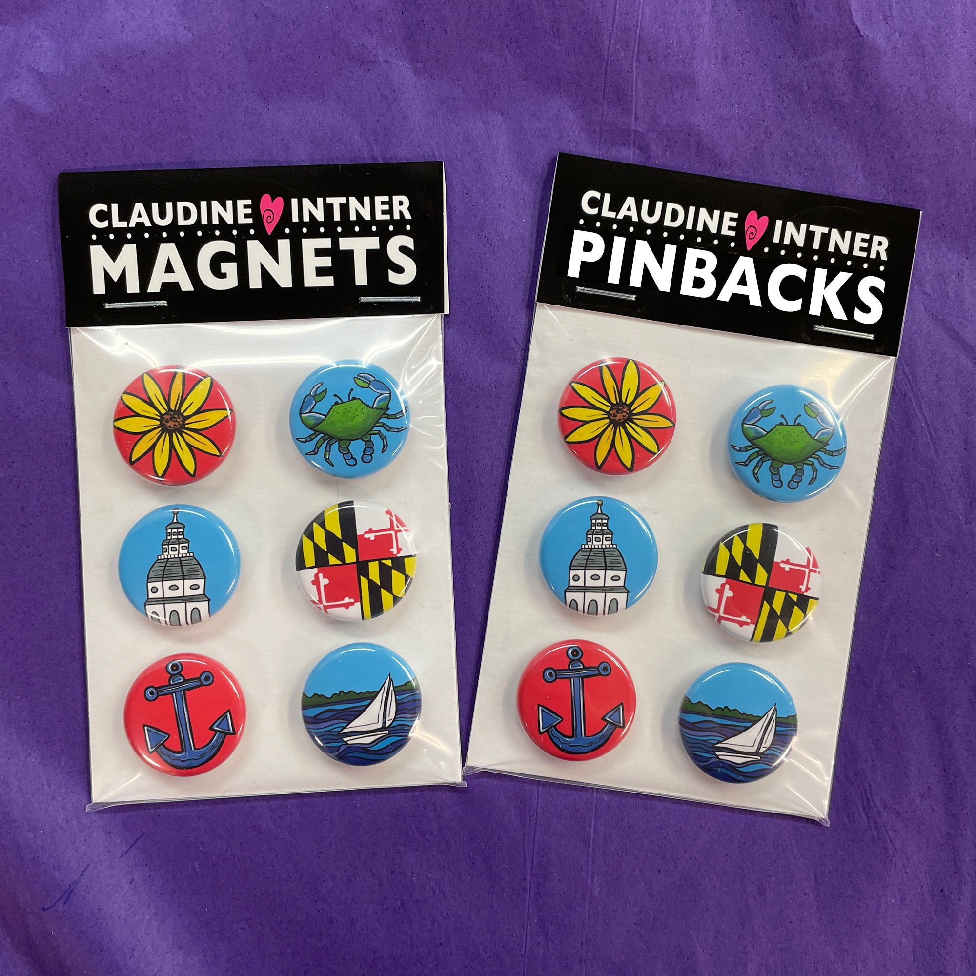 Maryland Magnets or Pins - State House, Flag, Blue Crab, Sailboat ...