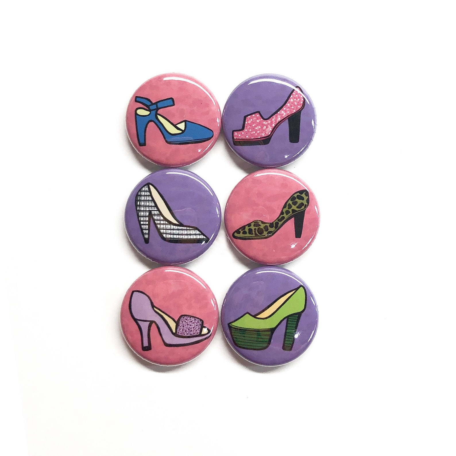 Shoe Magnet or Pin Set - High Heel Fridge Magnets or Pinback Buttons ...