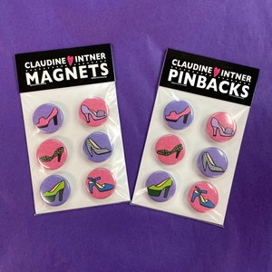 Shoe Magnet or Pin Set - High Heel Fridge Magnets or Pinback Buttons ...