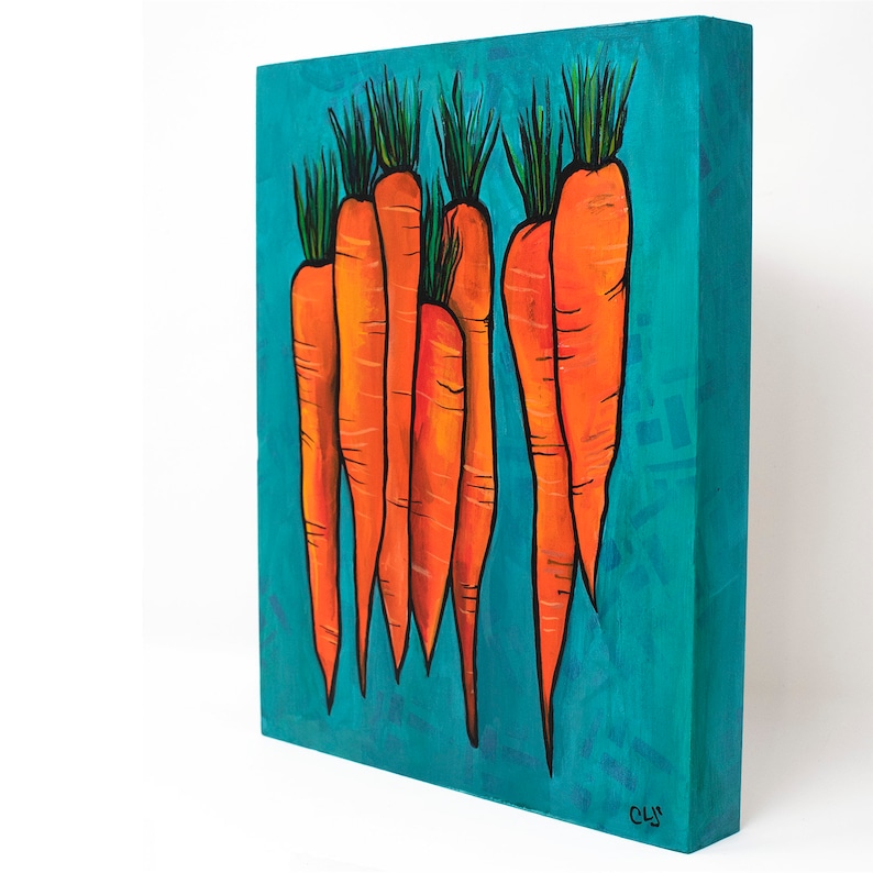 Original Carrot Painting Vegetable Art for Living Dining - Etsy