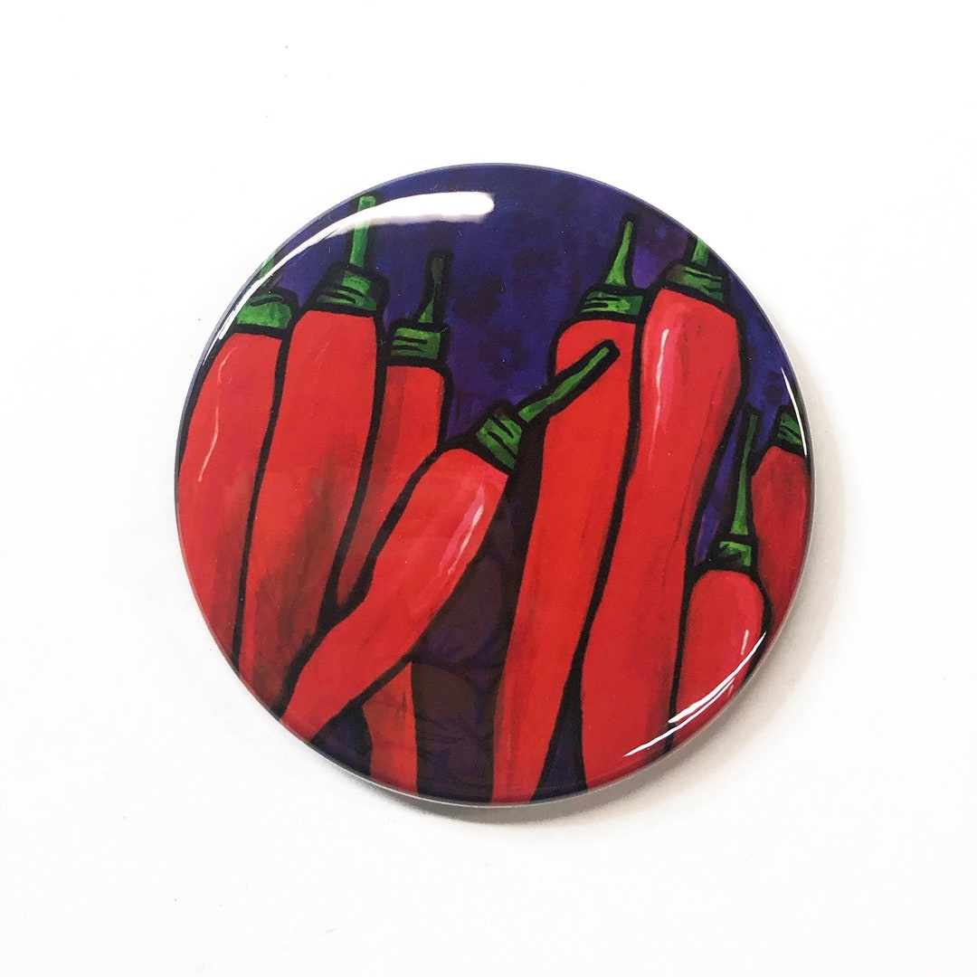 Red Chili Pepper Magnet, Pin, or Pocket Mirror - Vegetable Refrigerator ...