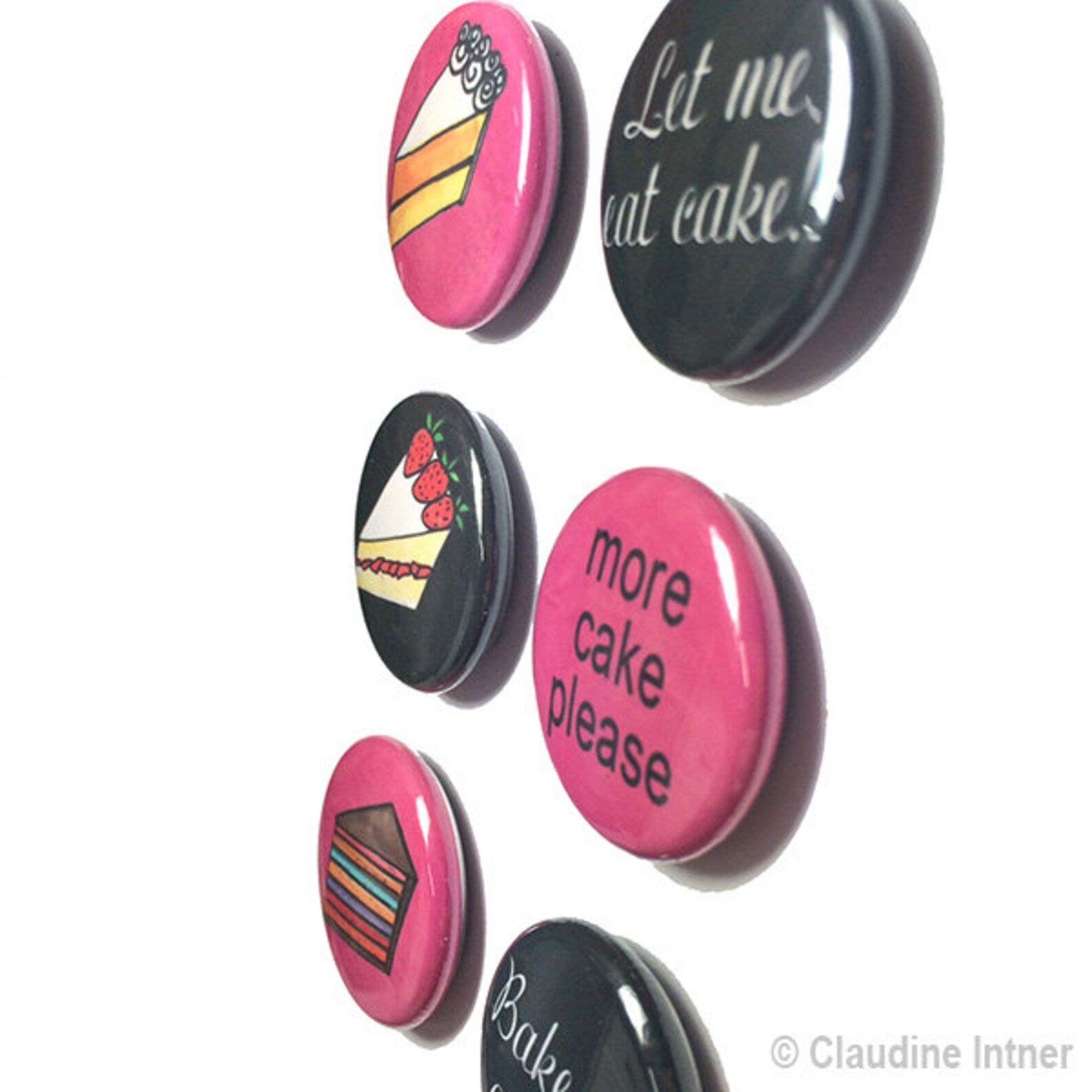 Cake Magnet or Pin Set Fridge Magnets or Pinback Buttons - Etsy