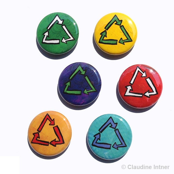 Recycling Magnets or Pins Recycle Fridge Magnet Set or - Etsy