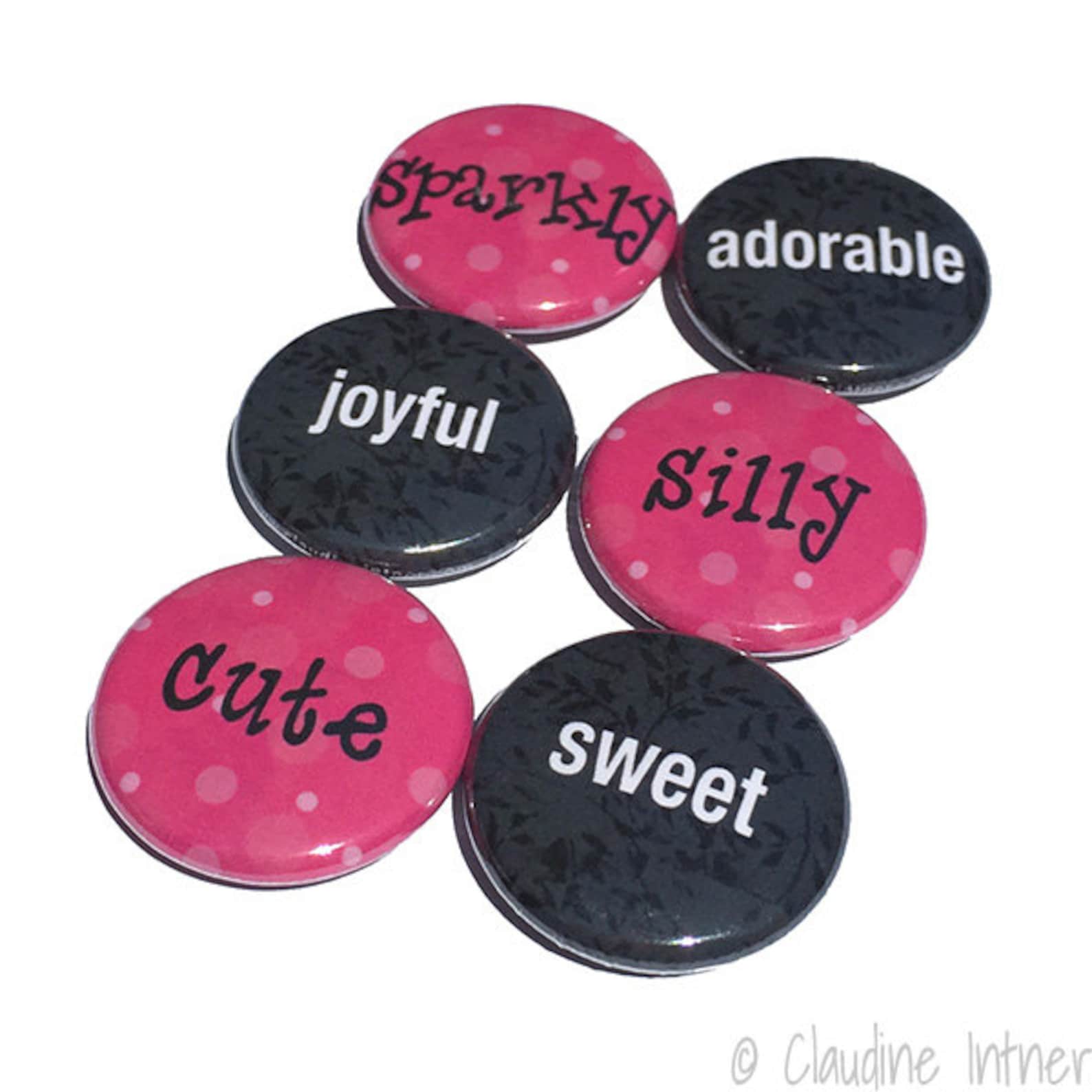 Silly Word Magnets or Pins Inspirational Words Adjectives - Etsy