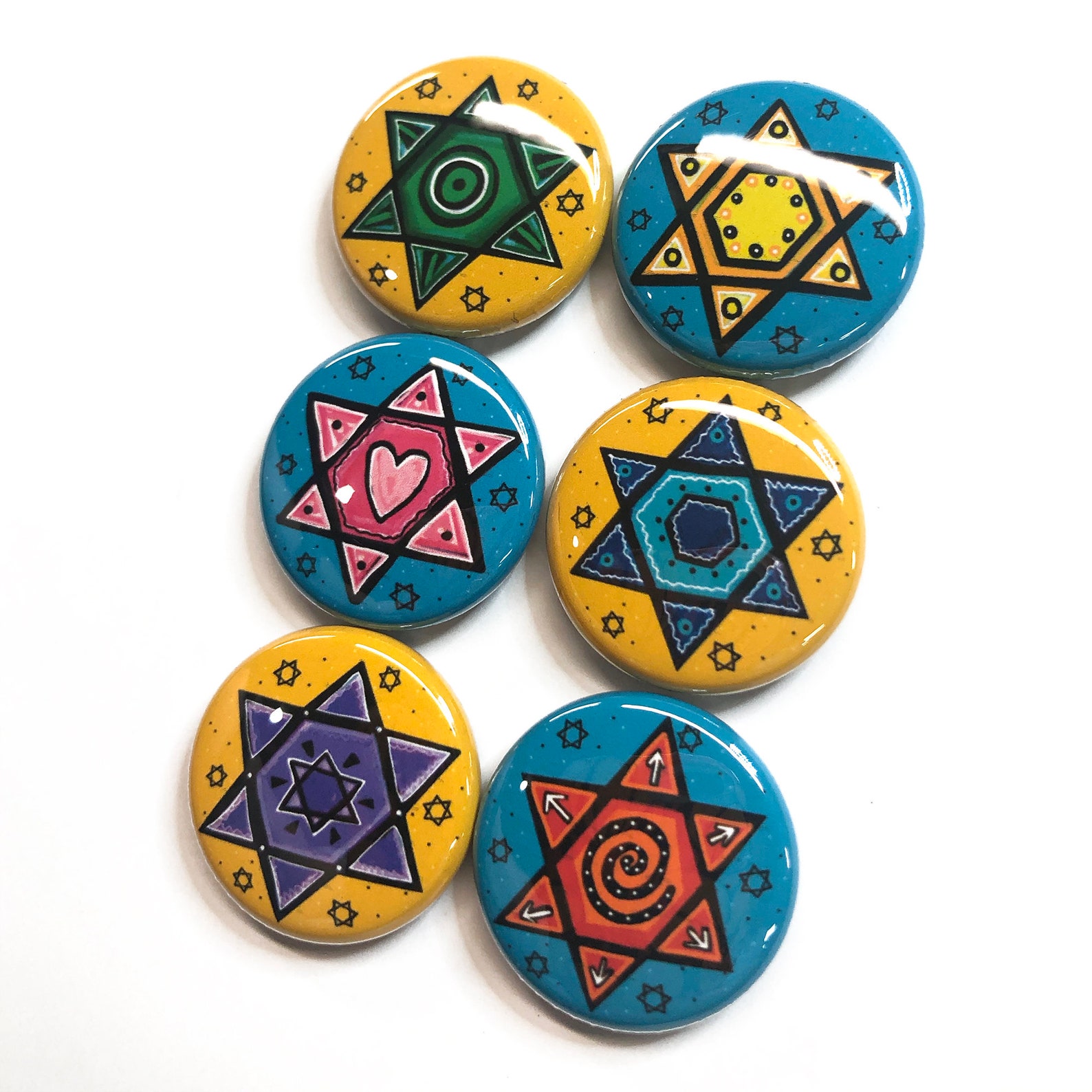 Star of David Magnet Set or Pin Back Button Set Jewish Gift | Etsy