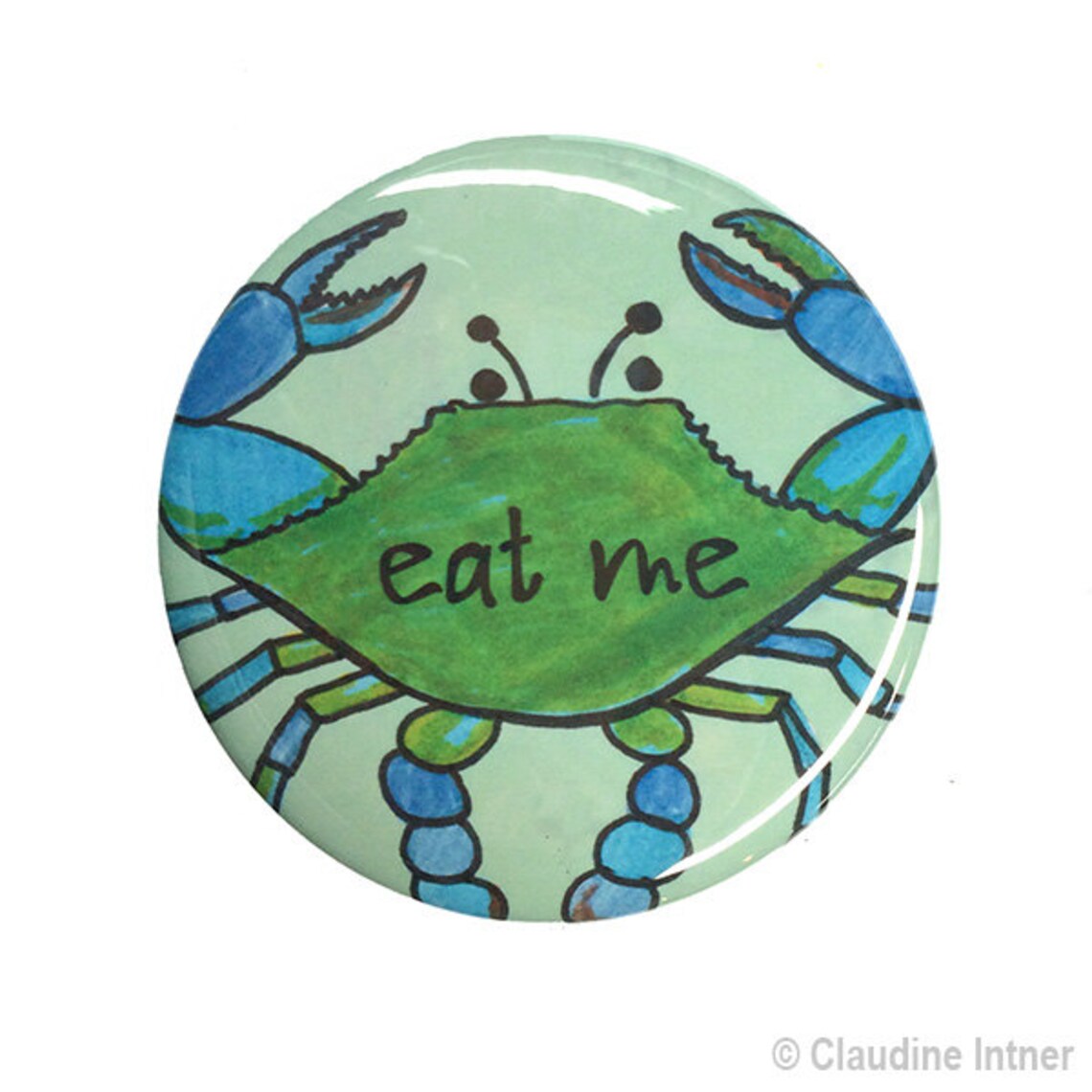 Eat Me Blue Crab Pinback Button or Fridge Magnet Funny - Etsy