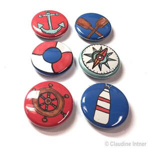 Nautical Magnet or Pin Set Anchor, Sailboat, Sailing, Boating, Sailor ...