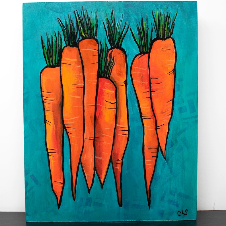 Original Carrot Painting Vegetable Art for Living Dining - Etsy