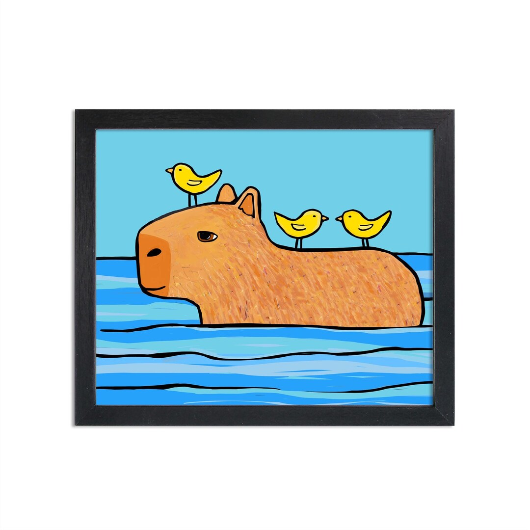 Capybara With Bird Print Capybara Friend to All Cute Animal Art Print ...