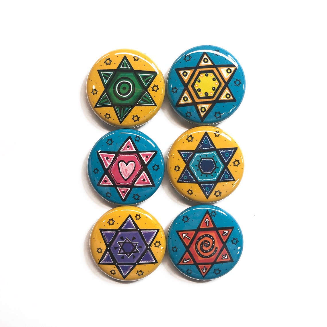 Star of David Magnet Set or Pin Back Button Set Jewish Gift | Etsy