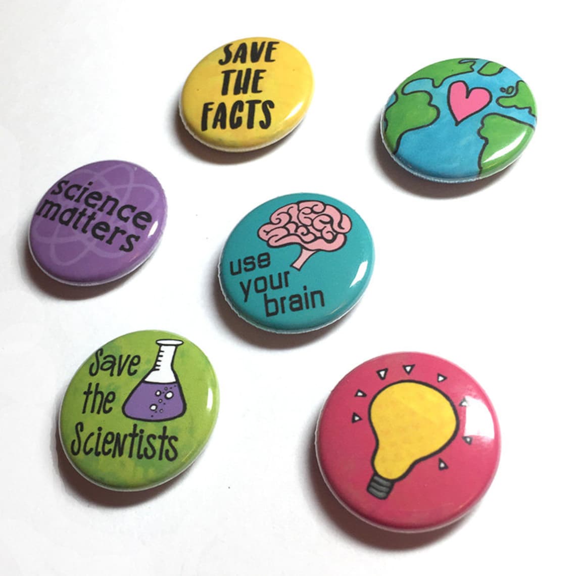 Science Pin Back Buttons or Fridge Magnets - Climate Change, March for ...