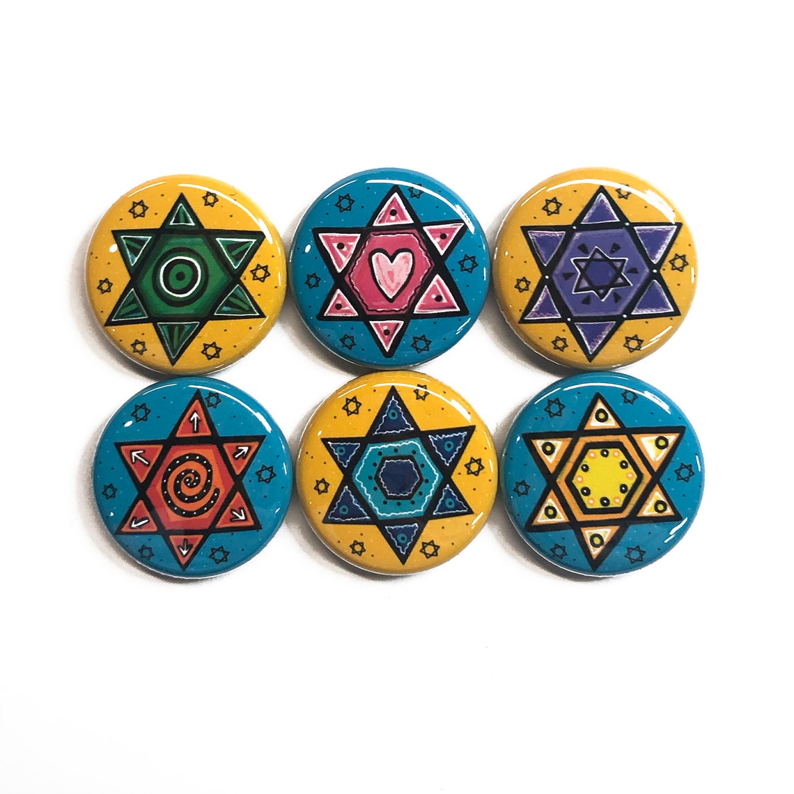 Star of David Magnet Set or Pin Back Button Set Jewish Gift | Etsy