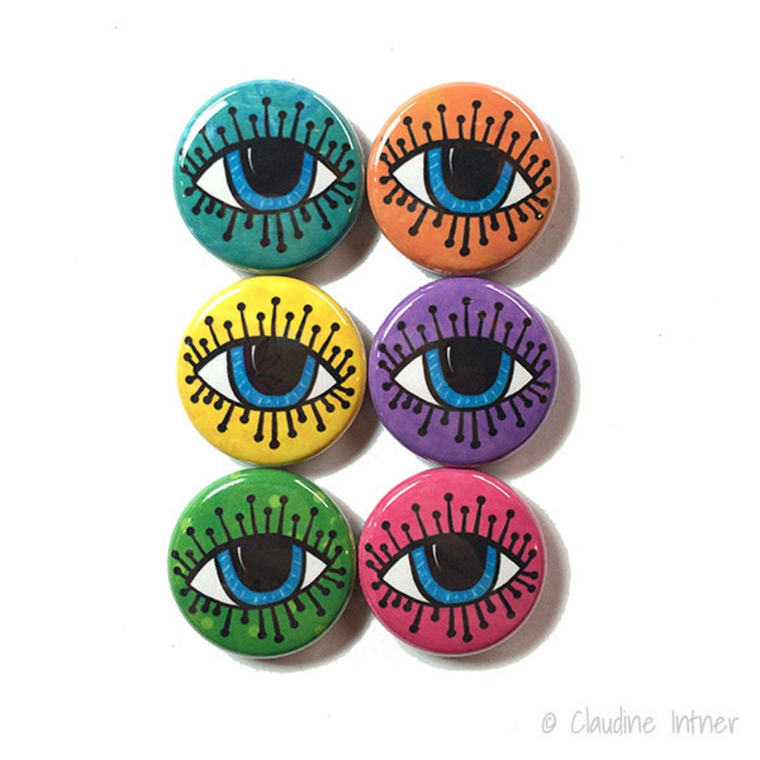 Evil Eye Magnets or Pinback Buttons - 1 Inch Eyeball Fridge Magnet or ...