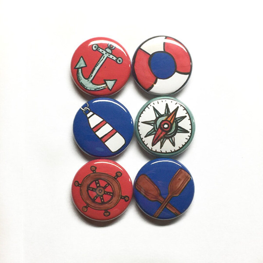 Nautical Magnet or Pin Set Anchor, Sailboat, Sailing, Boating, Sailor ...