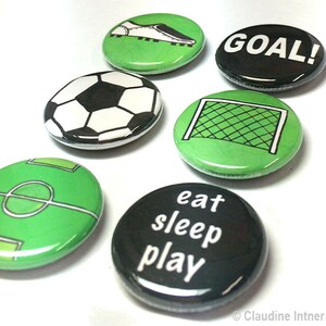 Soccer Magnets or Pins Sports Fridge Magnets or Pinback Buttons Set ...