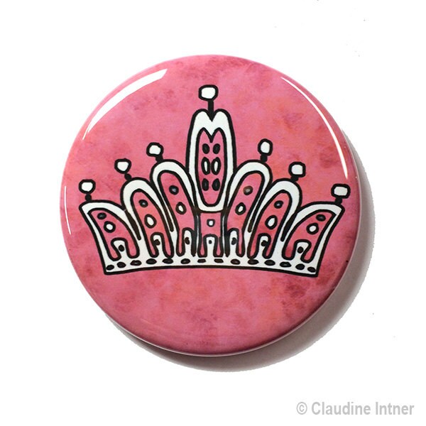 Princess Tiara or Queen Crown Magnet Pin Back Button or - Etsy